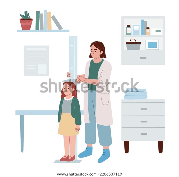Pediatrician Measuring Height Using Stadiometer Mother Stock Vector ...