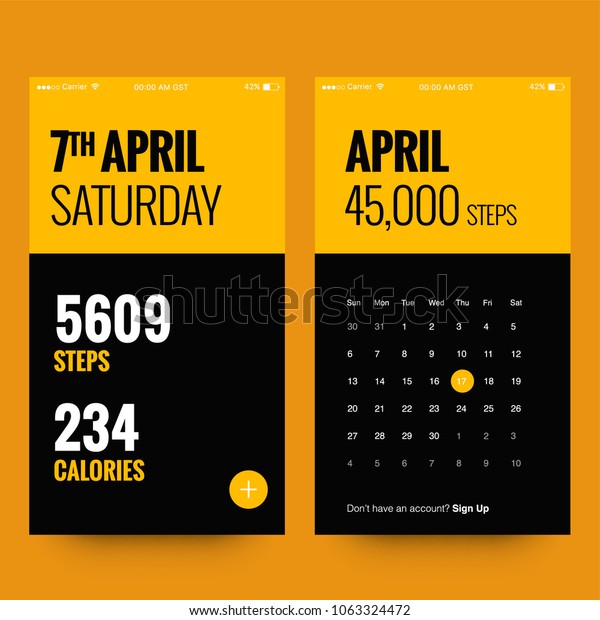 Pedometer App Concept Design Ux Ui Stock Vector (Royalty Free ...