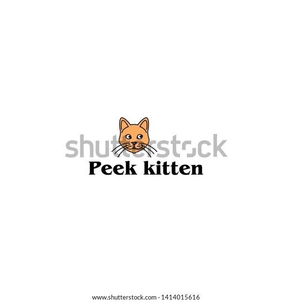 Peek Cat Logo Vector Minimalist Kids Stock Vector (Royalty Free) 1414015616
