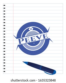 Peeve Emblem Draw Pen Effect Blue: vector de stock (libre de regalías ...