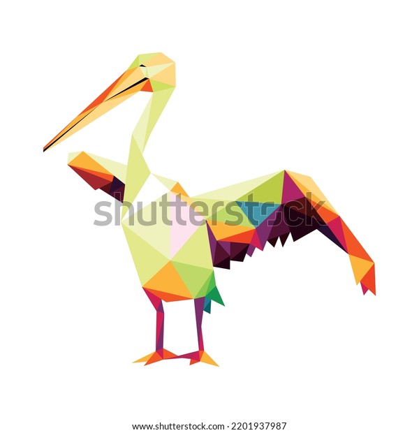 Pelican Bird Colorful Polygon Low Poly Stock Vector (Royalty Free ...
