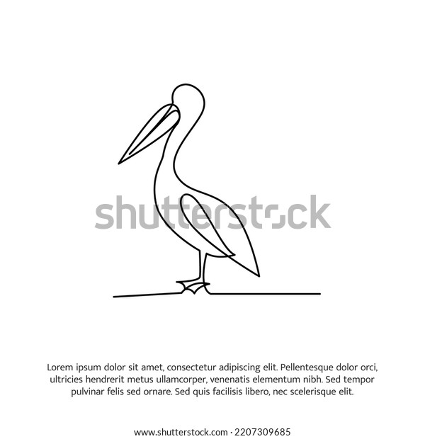 Pelican One Continuous Line Drawing Cute Stock Vector (Royalty Free ...