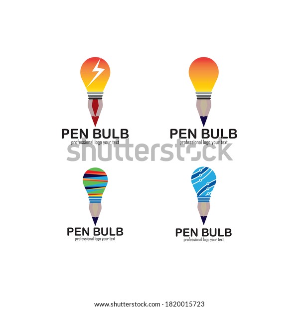 Pen Bulb Logo Design Template Vector Stock Vector (Royalty Free ...