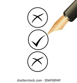 Pen Check Mark Over White Background Stock Vector (Royalty Free ...