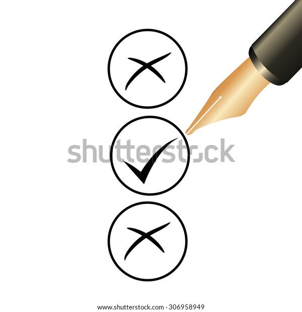 Pen Check Mark Over White Background Stock Vector (Royalty Free ...