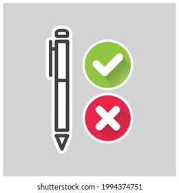 Pen Green Check Mark Red X Stock Vector (Royalty Free) 1994374751 ...