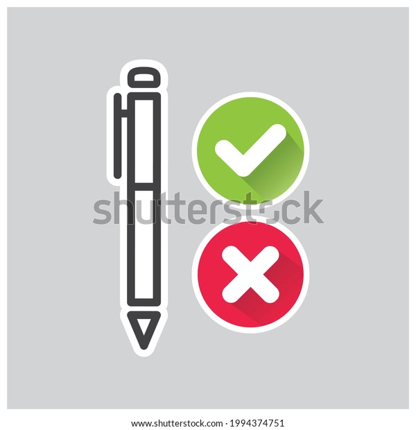 Pen Green Check Mark Red X Stock Vector (Royalty Free) 1994374751 ...
