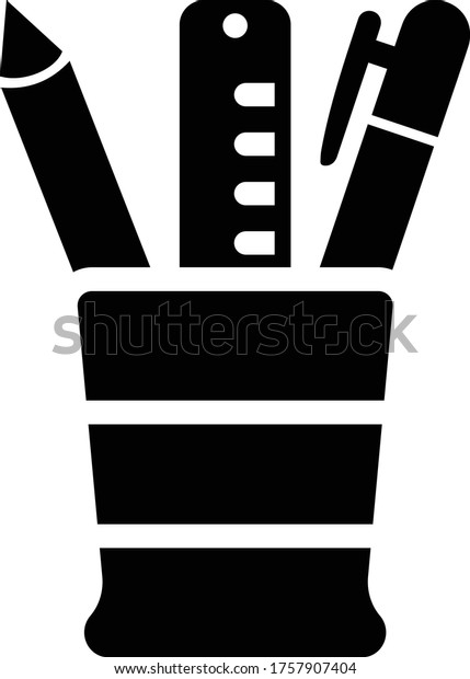 Pen Holder Icon Stationery Container Black Stock Vector (Royalty Free ...