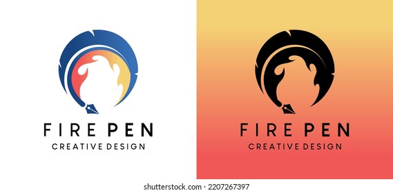 Pen Logo Design Fire Concept Vector Stock Vector (Royalty Free) 2207267397 | Shutterstock