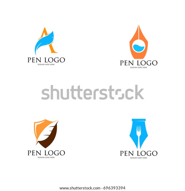 Pen Logo Icon Set Templates Stock Vector (Royalty Free) 696393394 ...