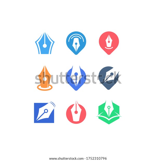 Pen Pin Set Logo Design Vector Stock Vector (Royalty Free) 1752310796 ...
