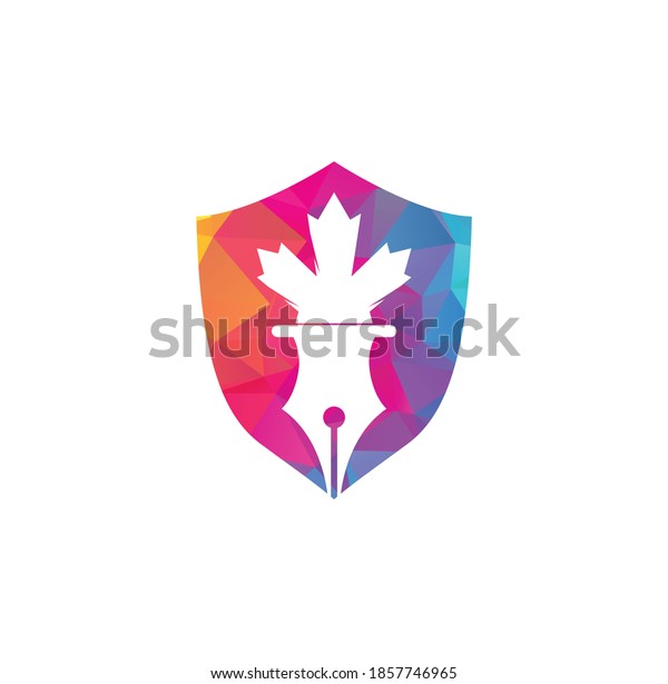 Pen Red Maple Leaf Shield Shape Stock Vector (Royalty Free) 1857746965 ...