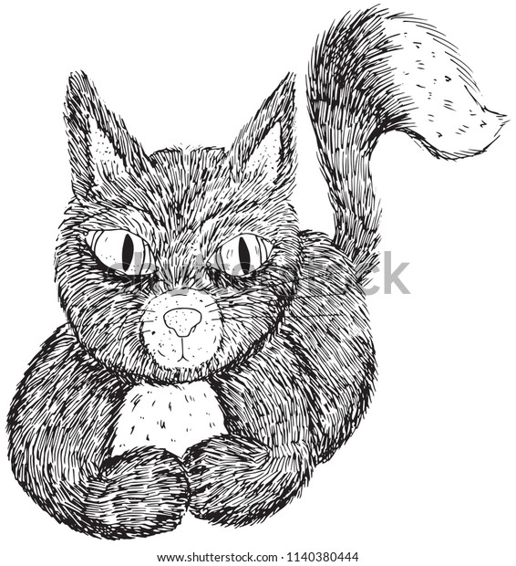 Pen Sketched Cat Vector Hand Drawn Stock Vector (Royalty Free ...
