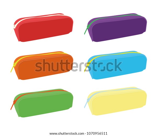 Pencil Case Different Color Set Stock Vector (Royalty Free) 1070956511