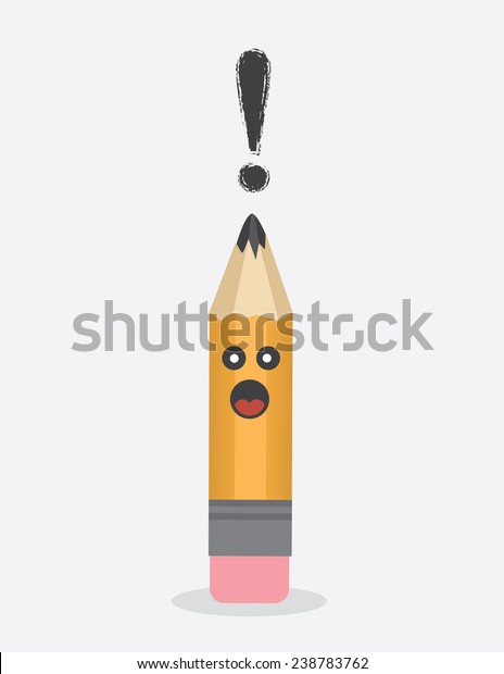 Pencil Character Exclamation Mark Above Head Stock Vector (Royalty Free ...