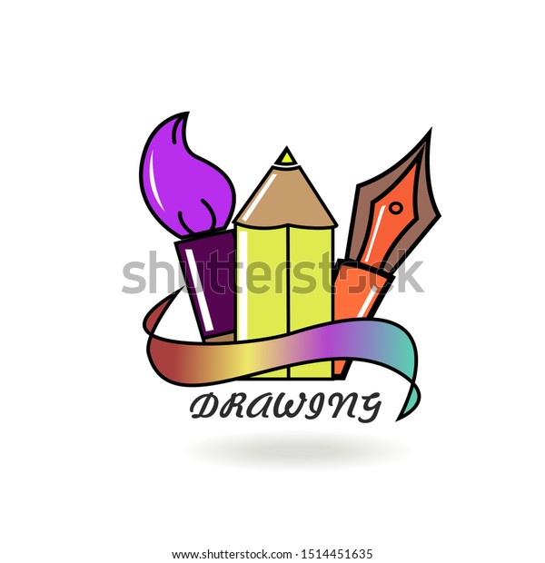 Pencil Drawing Logo Design Drawing Logos Stock Vector (Royalty Free ...