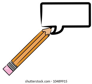 Pencil Drawing Speech Bubble Communication Stock Vector (Royalty Free ...
