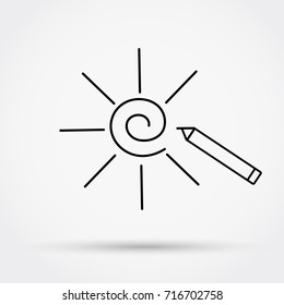 Pencil Drawing Sun Outline Style Vector Stock Vector (Royalty Free ...