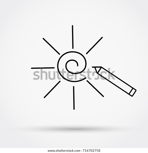 Pencil Drawing Sun Outline Style Vector Stock Vector (Royalty Free ...