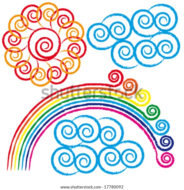 Pencil Drawings Clouds Rainbow Sun Stock Vector (Royalty Free) 17780092 ...