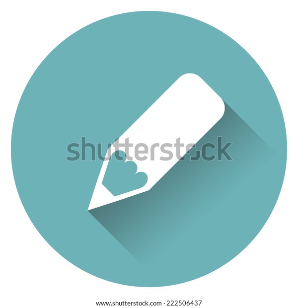 Pencil Icon Blue Flat Style Shadow Stock Vector (Royalty Free ...