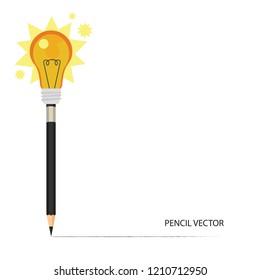 Pencil Lightbulb Vector Illustration Copy Space Stock Vector (Royalty ...