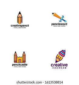 Pencil Logo Design Vector Template Stock Vector (Royalty Free ...