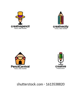 Pencil Logo Design Vector Template Stock Vector (Royalty Free ...