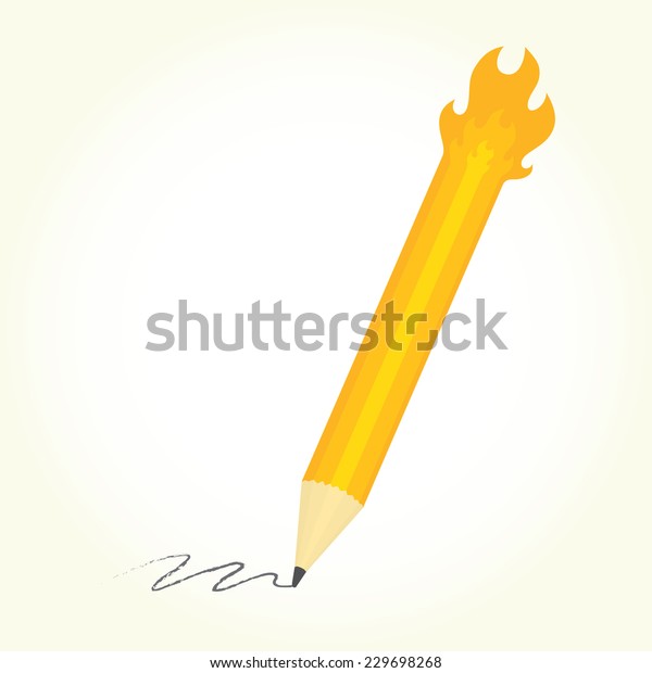 Pencil On Fire Isolated Vector Illustration Stock Vector (Royalty Free ...