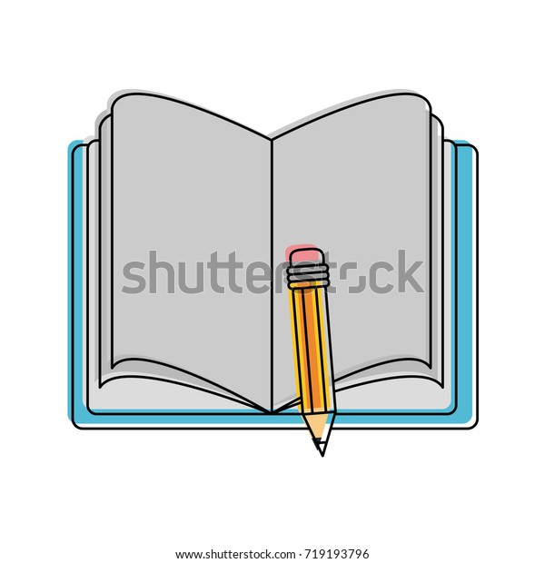 Pencil Open Book Blank Pages Icon Stock Vector (Royalty Free) 719193796 ...