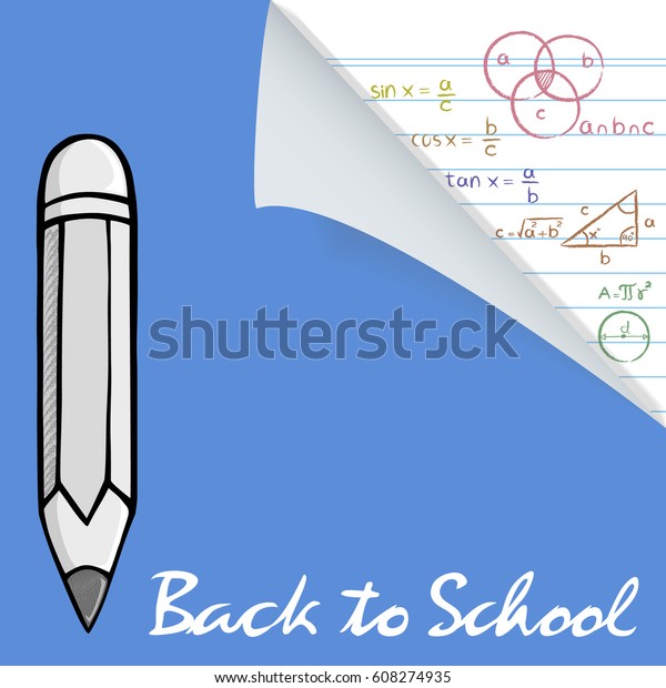 Pencil Open Book Drawing Mathematical On Stock Vector (Royalty Free ...