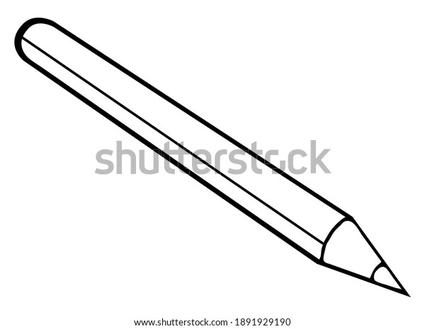 Pencil Outline Vector Illustrationisolated On White: เวกเตอร์สต็อก ...