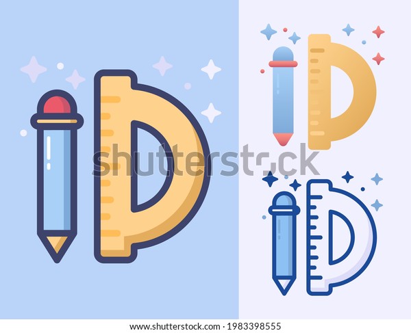 Pencil Pen Ruler Cartoon Vector Isolated Stock Vector (Royalty Free ...