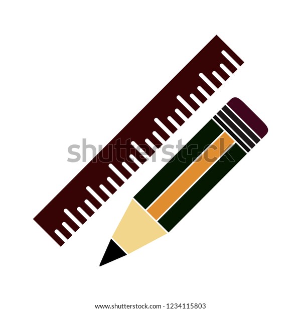 Pencil Ruler Isolated Vector Education Office Stock Vector (Royalty ...
