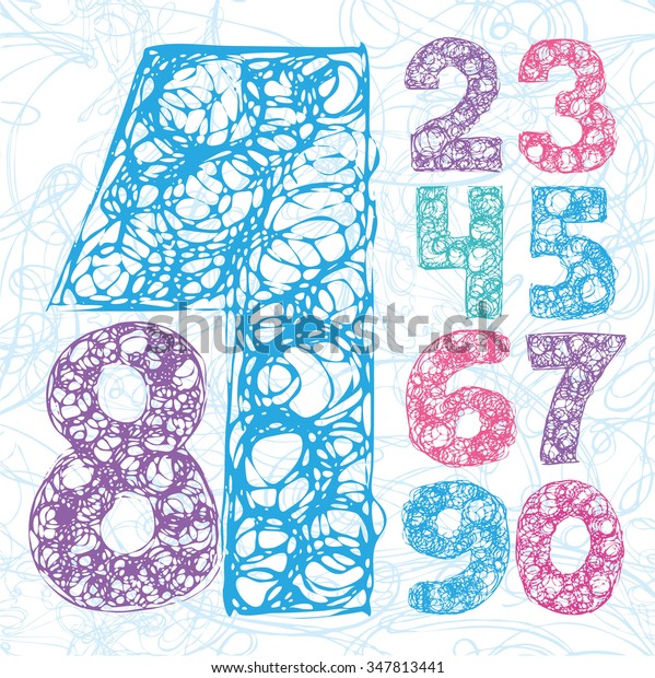 Pencil Sketch Numbers Hand Drawing Vector Stock Vector (Royalty Free ...