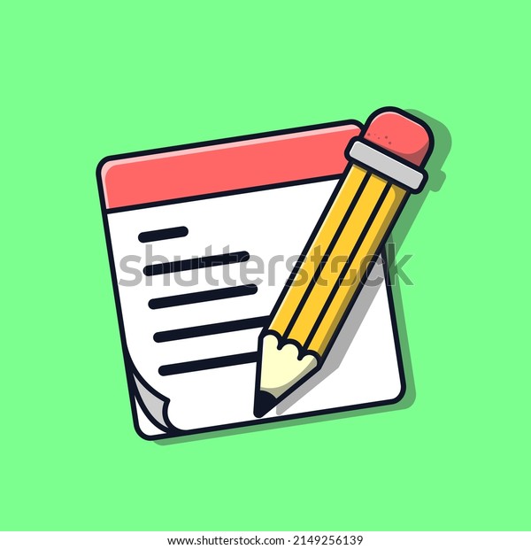 Pencil Sticky Note Cartoon Illustration Stock Vector (Royalty Free ...