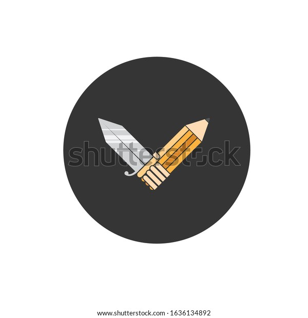 Pencil Sword Logo Concept Stock Vector (Royalty Free) 1636134892 ...