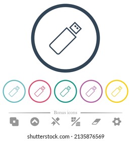 Pendrive Outline Flat Color Icons Round Stock Vector (Royalty Free ...