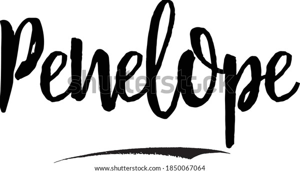 Penelopefemale Name Brush Calligraphy Black Color Stock Vector (Royalty ...