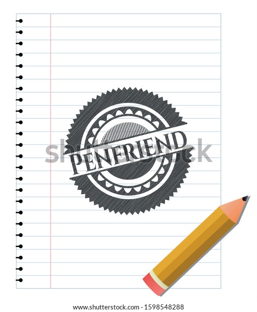 Penfriend Emblem Drawn Pencil Vector Illustration Stock Vector (Royalty ...