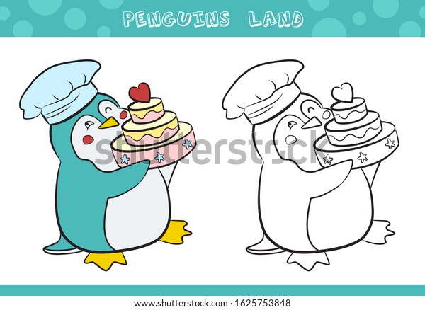 Penguin Cook Coloring Page Animals Cartoon Stock Vector (Royalty Free ...