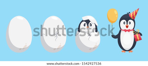 Penguin Egg Birth Stages Penguin Cute Stock Vector (Royalty Free ...