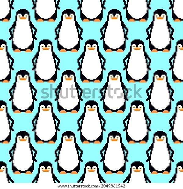 Penguin Pixel Art Pattern Seamless Pixelated Stock Vector (Royalty Free ...