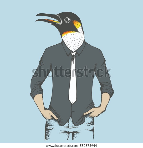 Penguin Vector Illustration Concept Penguin Human: เวกเตอร์สต็อก (ปลอด ...