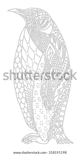 Penguin Zentangle Stylized Vector Illustration Freehand Stock Vector ...