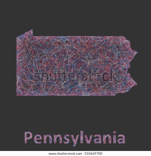 Pennsylvania Line Art Map Stock Vector (Royalty Free) 310669700 ...