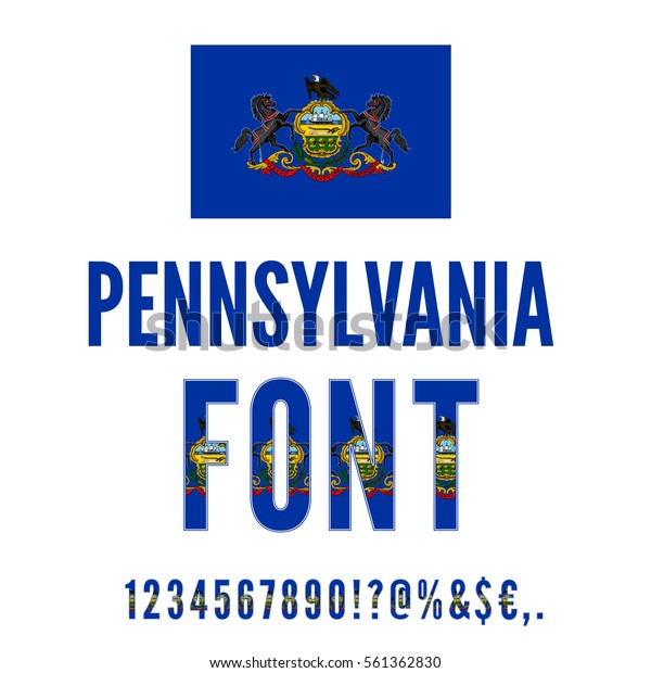 Pennsylvania Usa State Flag Font Numbers Stock Vector (Royalty Free ...