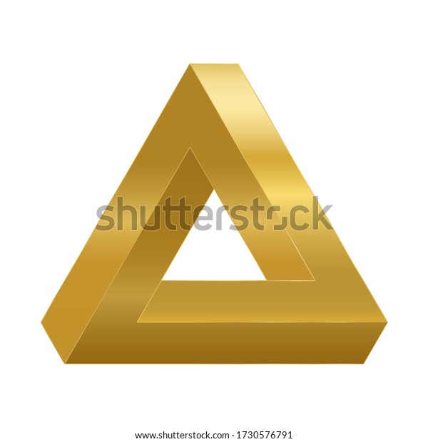 Penrose Triangle Optical Illusion Golden Impossible Stock Vector ...