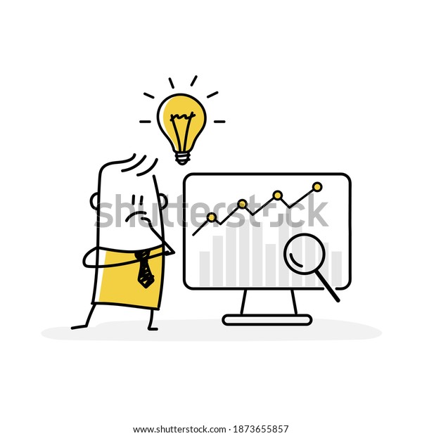 Pensive Stickman Bulb Business Intelligence Business Stock Vector ...