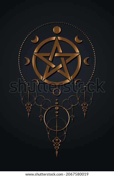 Pentacle Circle Symbol Phases Moon Boho Stock Vector (Royalty Free ...